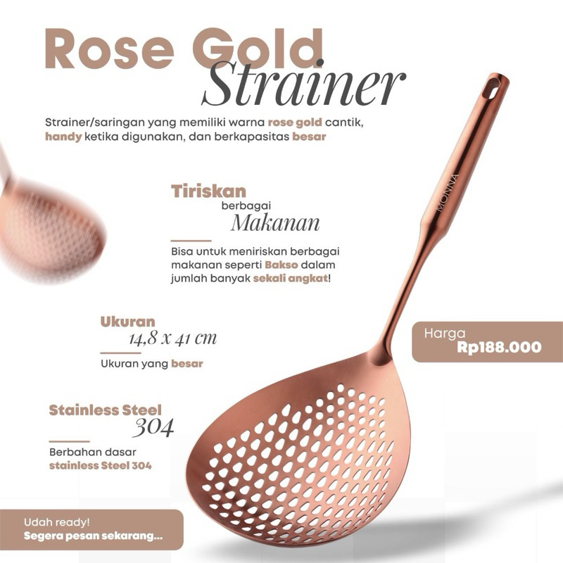 Jual Jumbo Rose Gold Strainer Monnabakeware | Shopee Indonesia