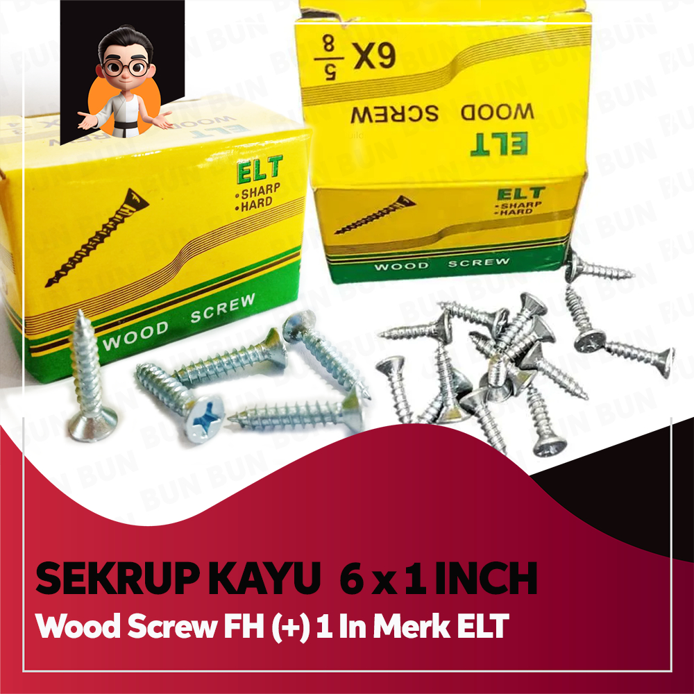 Jual Skrup Kayu 1"/ Wood Screw FH (+) 1 In/sekrup Kayu Elt Putih 6 X 1 ...