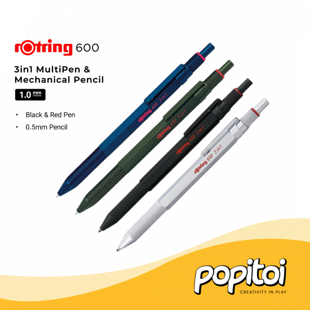 Jual ROtring 600 Series 3 in 1 Multi Pen 1.0 mm & Mechanical Pencil 0.5 ...