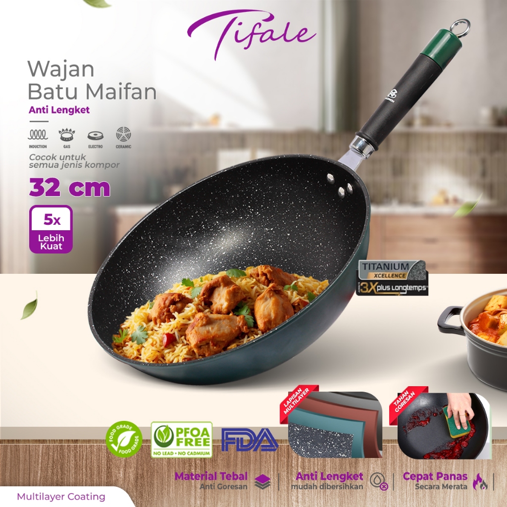 Jual Tifale X Hongzhuo Wajan Maifan Wajan Batu Medis 32CM Anti Lengket Cocok Segala Jenis Kompor ...