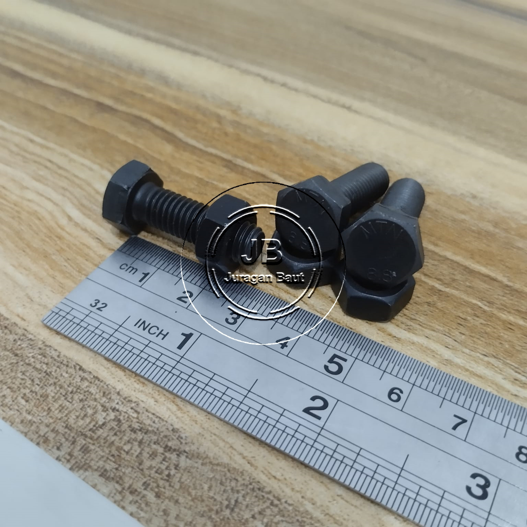 Jual BAUT BAJA KUNCI 13 M8X25 PANJANG 2,5 CM 2,5CM GRADE 8.8 BAUD MUR HTB M8 X 25 FULL DRAT ...