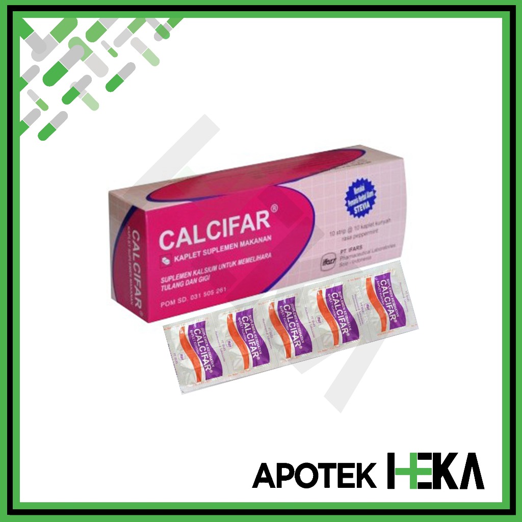 Jual Calcifar Kaplet Kunyah Chewable Box isi 10x10 - Suplemen Kalsium ...
