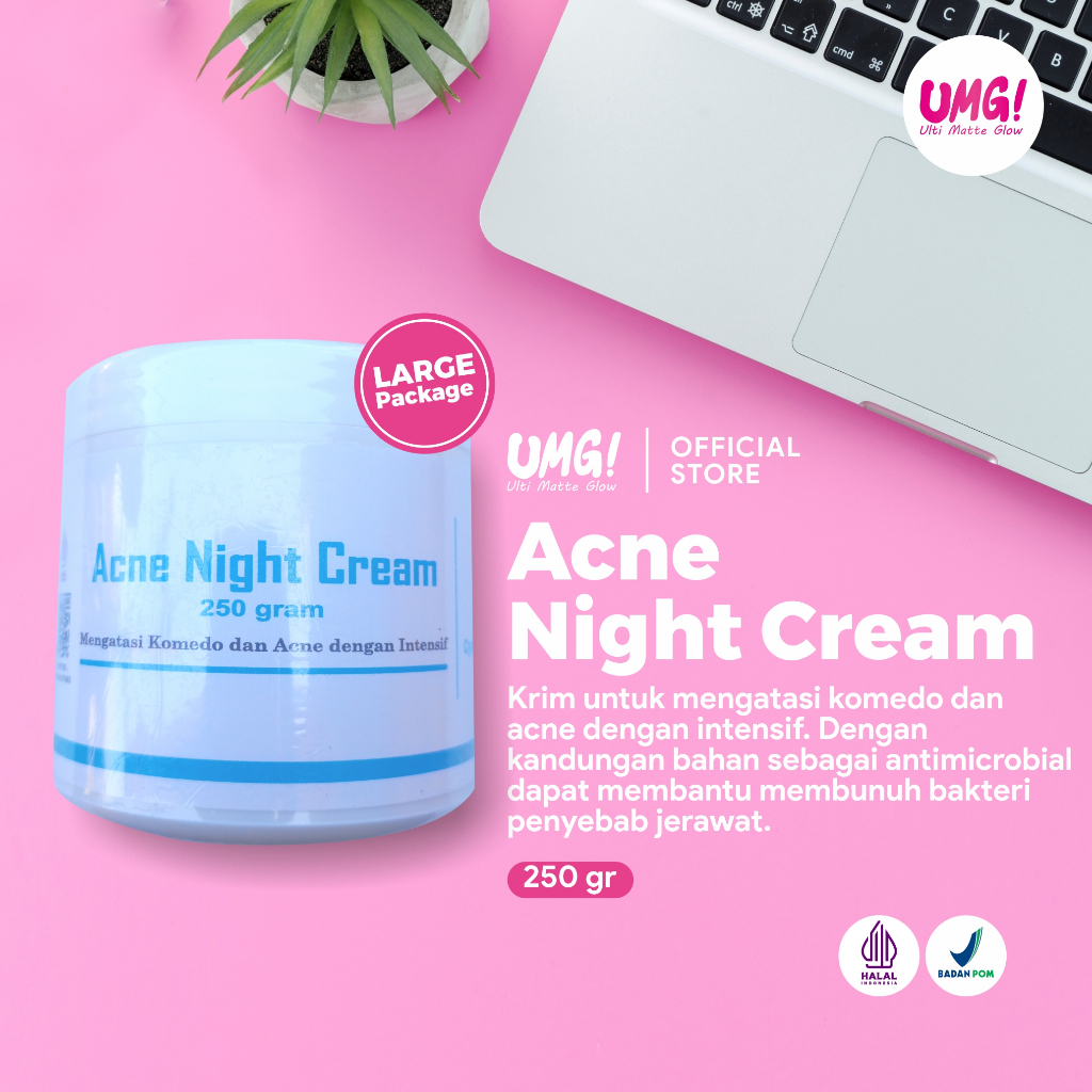 Jual UMG! Ulti Matte Glow (250GRAM) night cream acne or cream malam ...