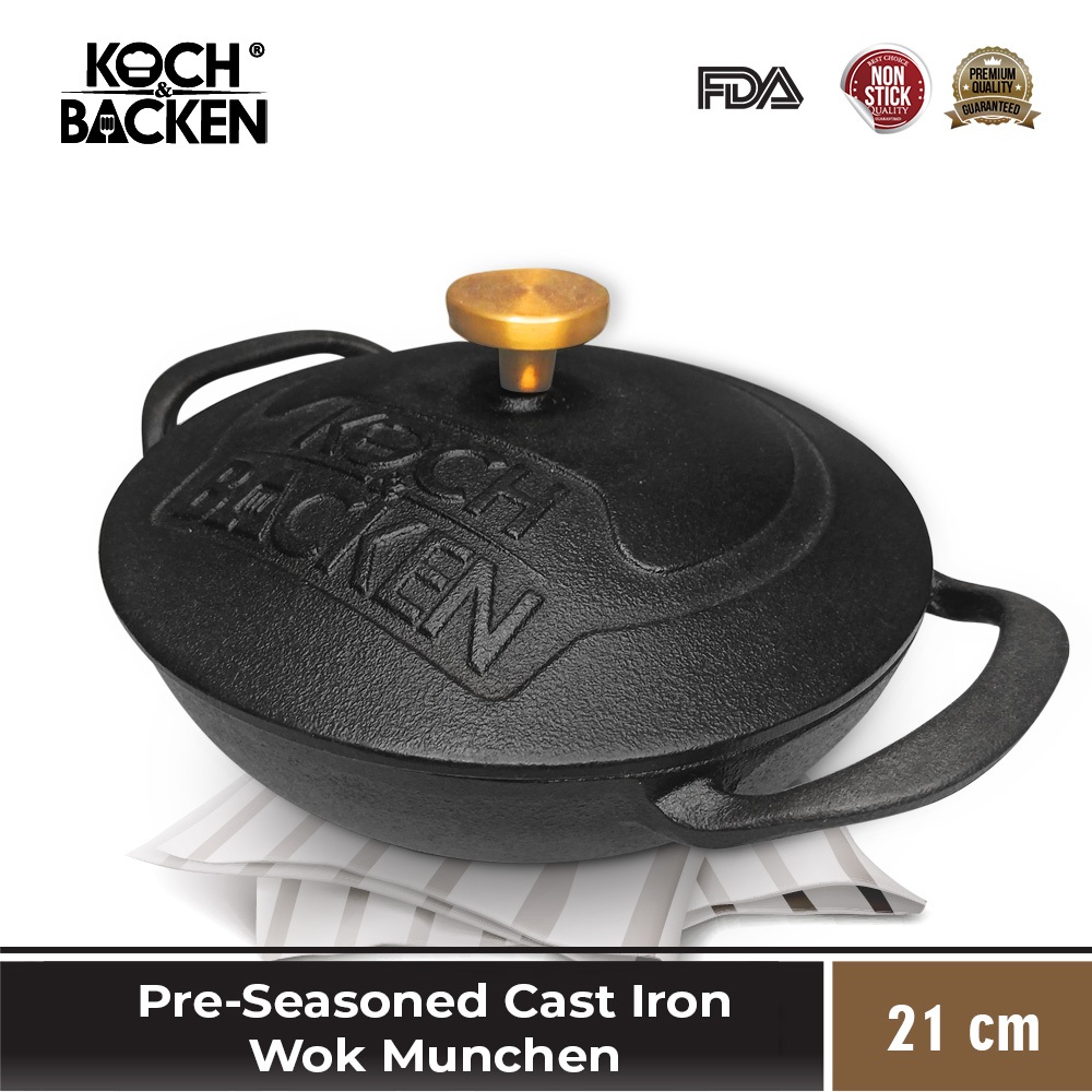 Jual KOCH&BACKEN Cast Iron Wok Munchen Series 21cm - Wajan Panci ...