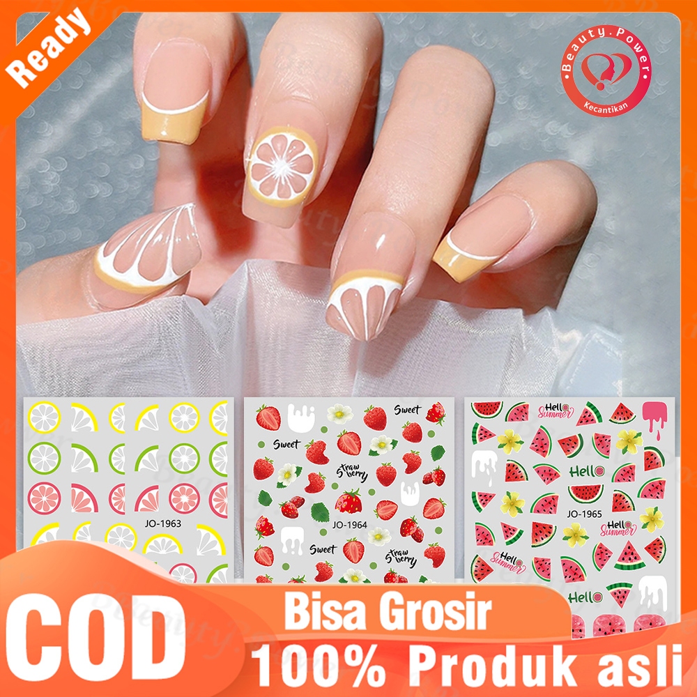 Jual 3D kuku applique, kecil strawberry orange kecil segar stiker kuku ...