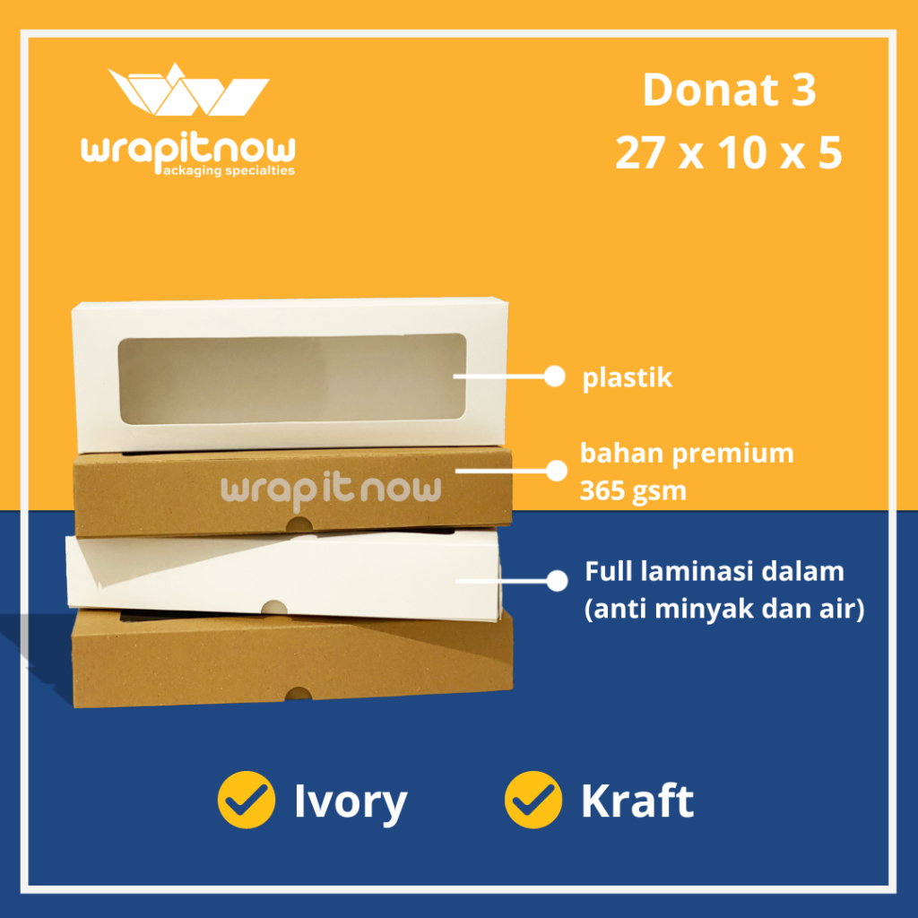 Jual Dus 27x10x5 Ivory Laminasi Donat Bandeng Brownies Bolen Strudel Pukis Pastry Box Kue Murah ...