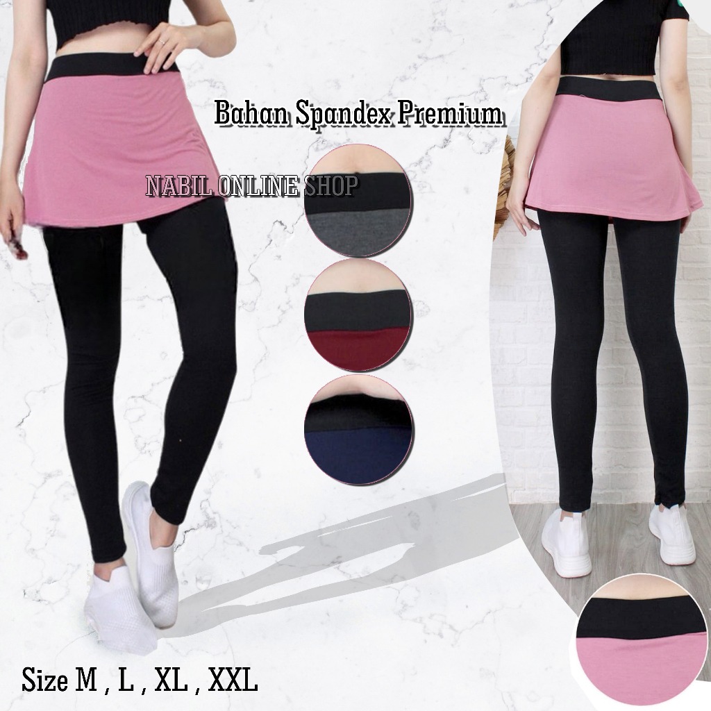 Jual Legging Rok Olahraga Wanita Warna Kombinasi - Legging Rok Senam ...