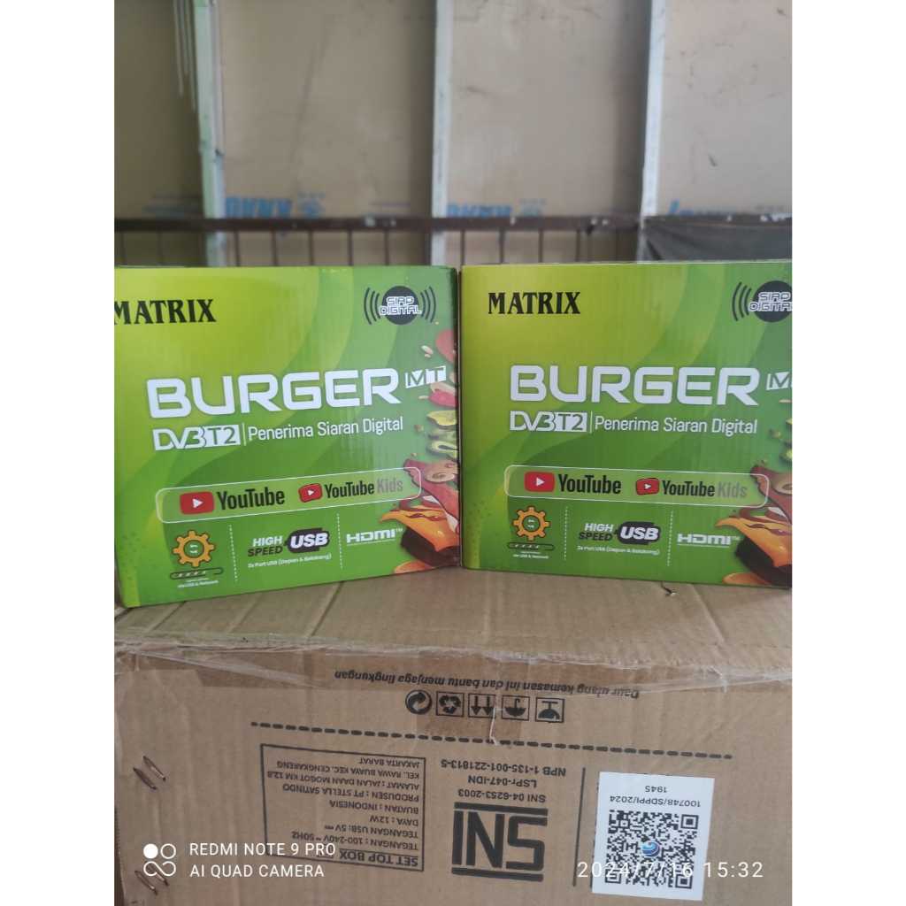 Jual Set top box Matrix Kuning DVBT2 / set top box matrix burger hijau ...