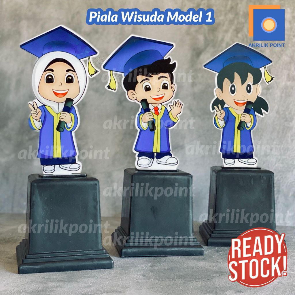 Jual PIALA WISUDA GRADUATION AKRILIK Model 1 Warna Biru | Hijab ...