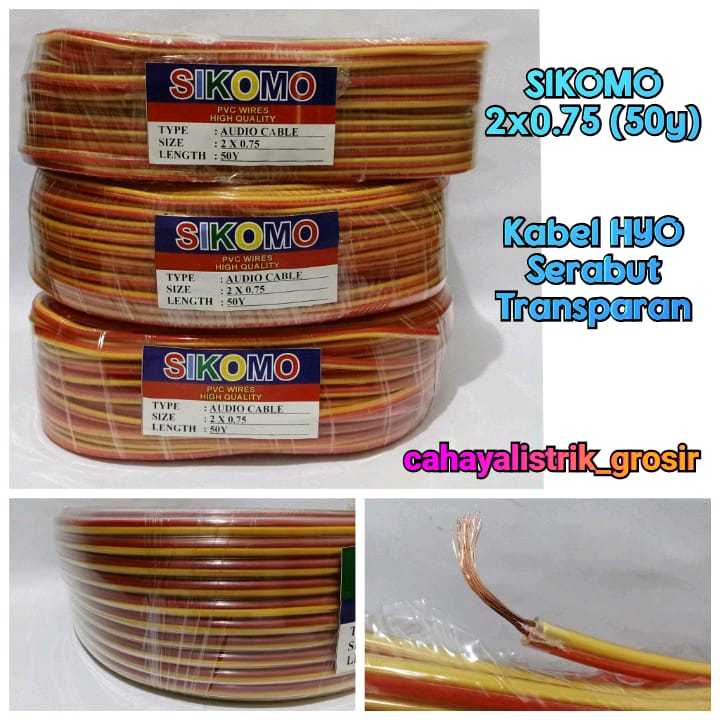 Jual Kabel Listrik Kabel Selang HYO SIKOMO 2X0,75 - 50yard Merah Kuning ...