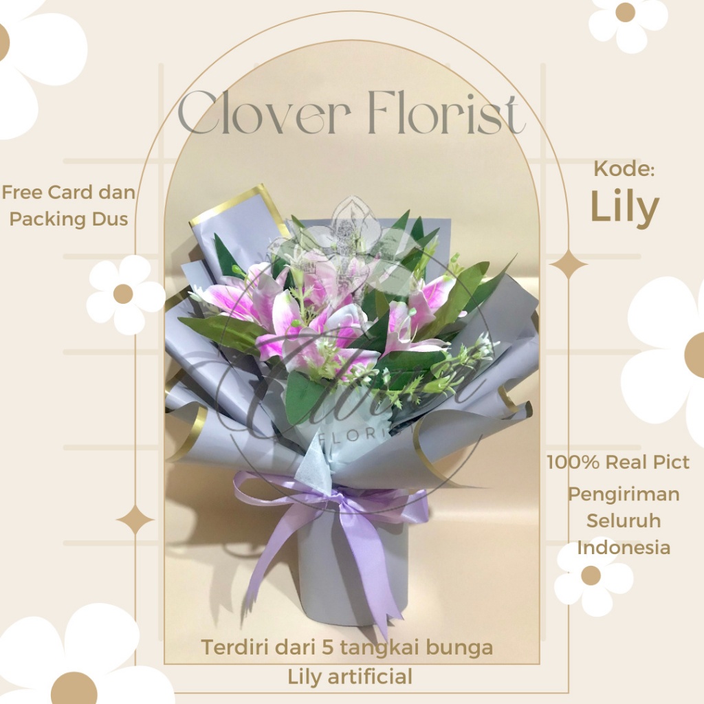 Jual LILY BOUQUET ARTIFICIAL - CLOVER FLORIST - BUKET BUNGA PEONY ...