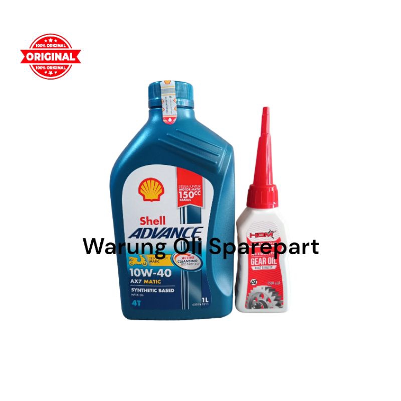 Jual Paket Hemat Oli Shell Ax7 Matic 10W 40 1 Liter + Oli Gardan 120ml ...