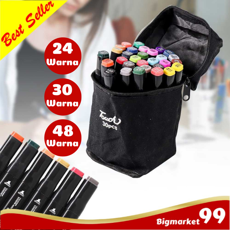 Jual [24/30/48 PCS] Spidol Warna Warni 1 Set Dual Side Dua Mata Sepidol ...