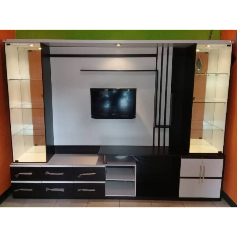 Jual lemari tv modern minimalis+di lengkapi dgn lampu | Shopee Indonesia