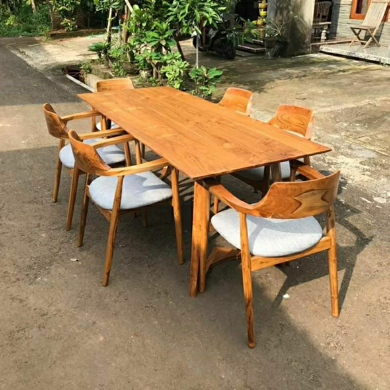 Jual Dinning set || Set meja makan minimalis meja makan kursi heroshima kayu jati | Shopee Indonesia