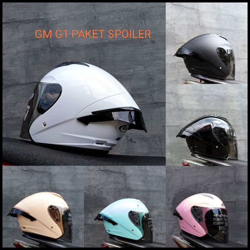 Jual HELM GM G1 SOLID PAKET SPOILER,SLOT INTERCOM, SINGLE VISOR SMOKE ...