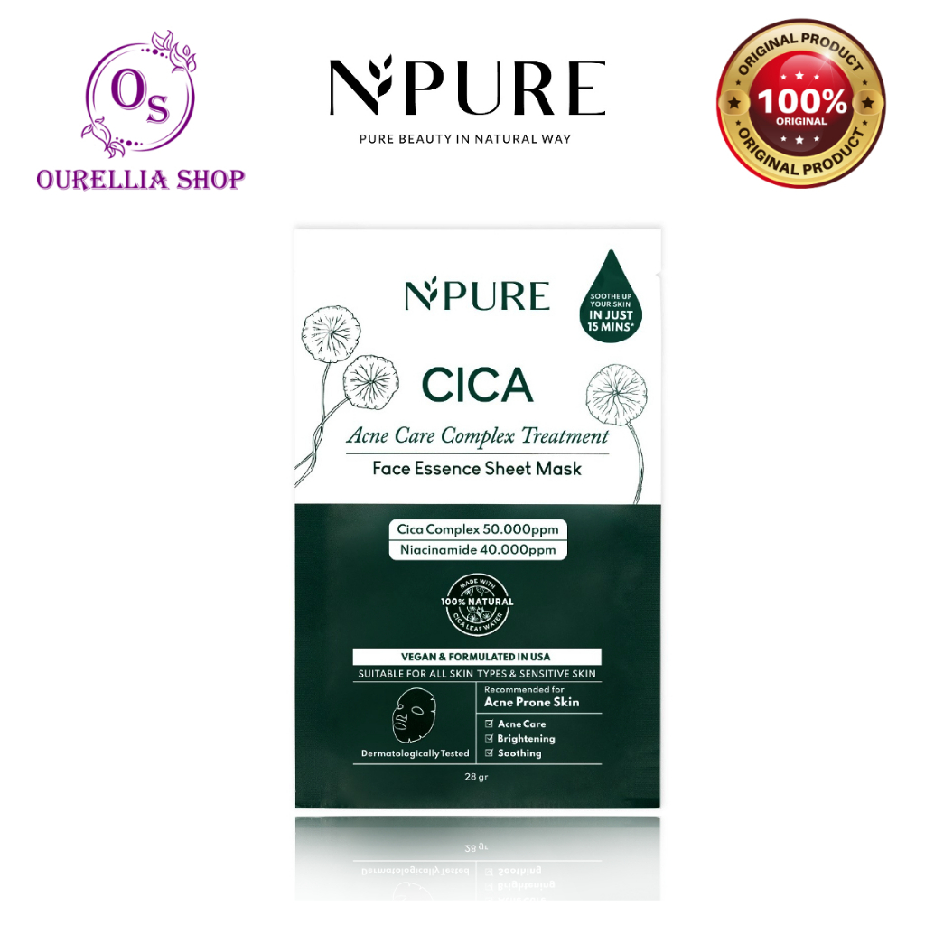 Jual NPURE CICA Acne Care Complex Treatment Face Essence Sheet Mask 28 ...