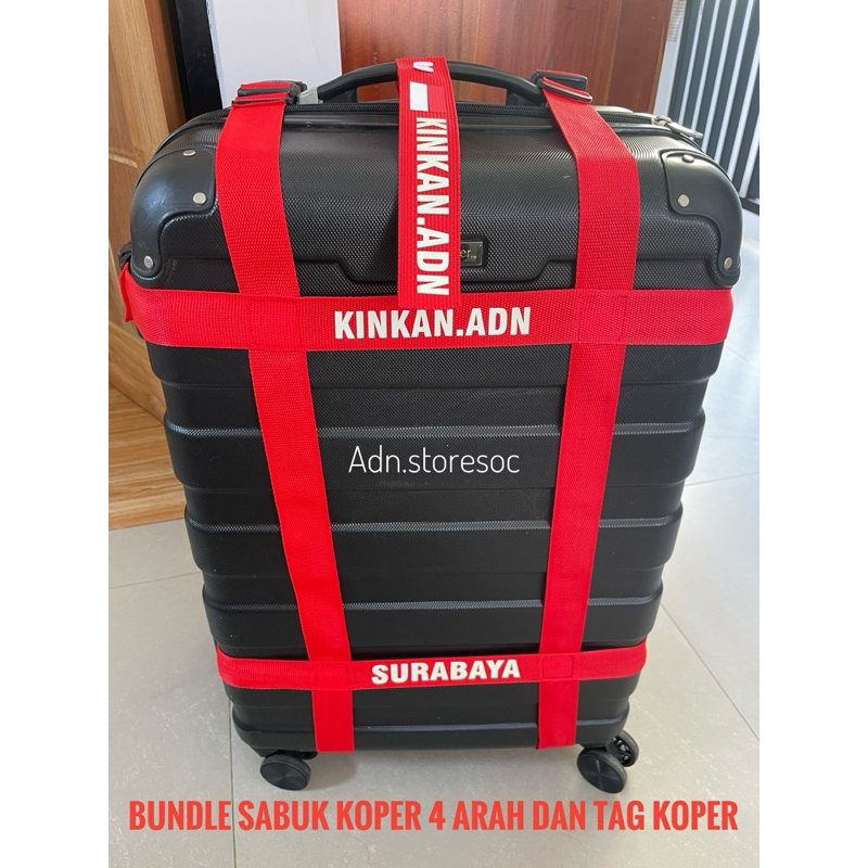 Jual Bundle Sabuk Koper 4 Arah dan Tag Koper Strap Penanda Koper Umroh ...