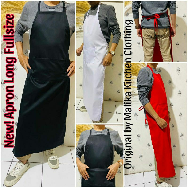 Jual New! Apron Long Fullsize Celemek Masak Apron Chef Celemek Dapur ...