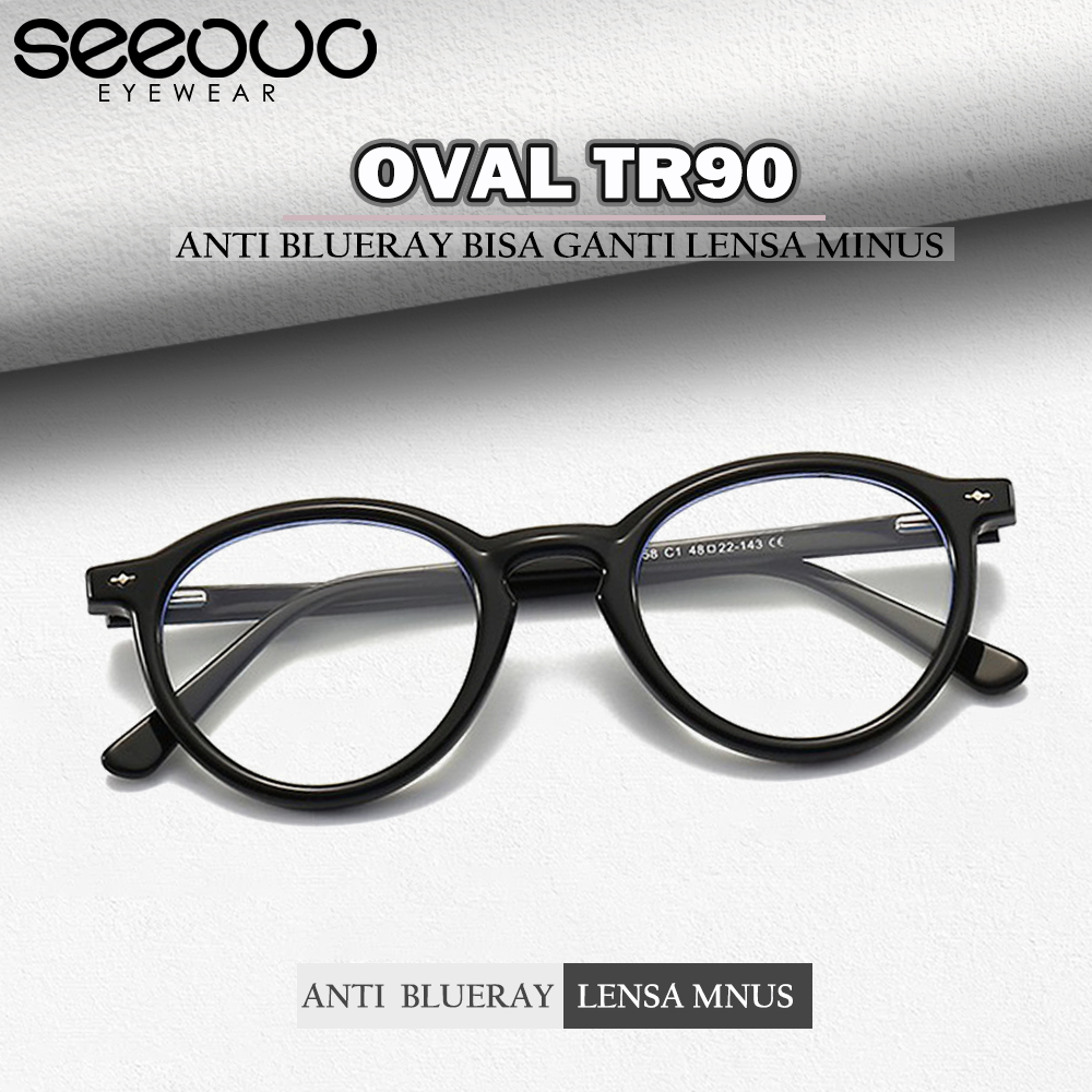Jual Seeouo Kacamata Anti Radiasi Blueray Bentuk Oval Bahan TR90 Fashion Pria Wanita Simple ...