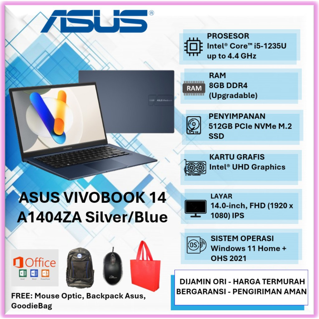 Jual Asus Vivobook A1404ZA Intel Core i5 16GB 512GB SSD 14 inch Full HD ...