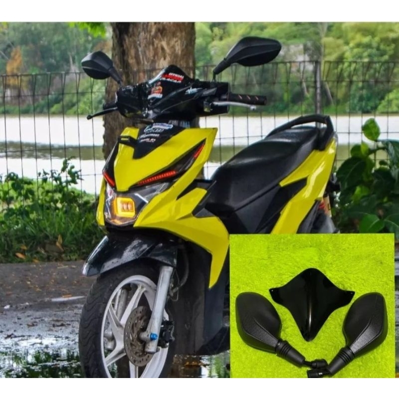 Jual paket visor variasi beat esp plus kaca spion click hitam pnp beat ...