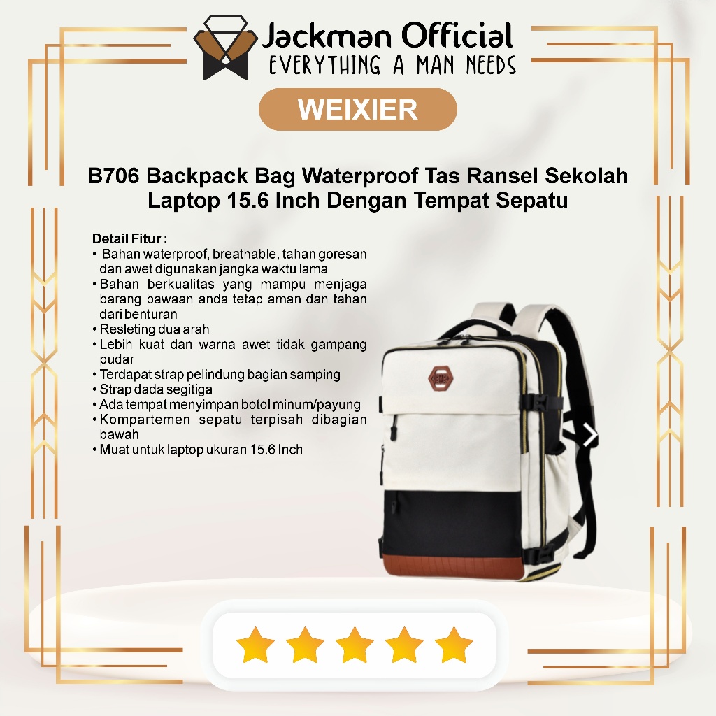 Jual WEIXIER B706 Backpack Bag Waterproof Tas Ransel Sekolah Laptop 15. ...