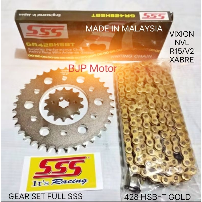 Jual Gear Set SSS 428 Vixion MX King Xabre R15 V2 rantai SSS 428 HSB-T 130L 140L Gold dipilih ...