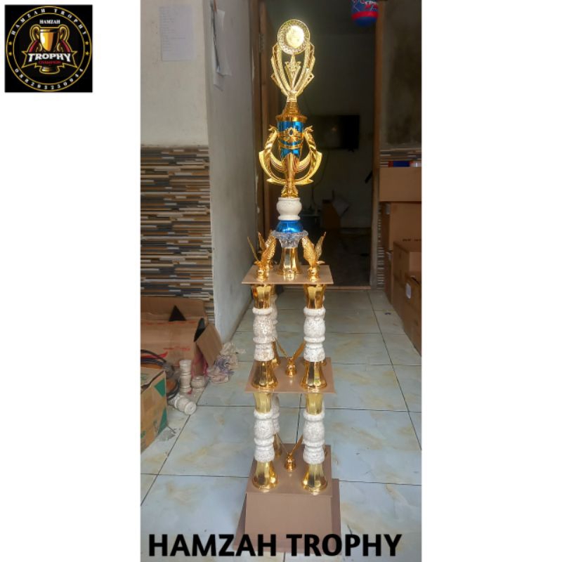 Jual trophy piala kaki 8 bok kayu warna coklat tinggi 125cm | Shopee ...