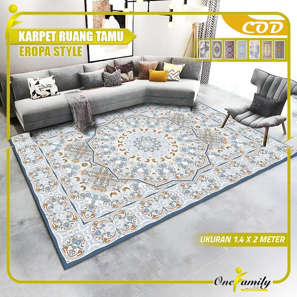 Jual ONE-C1096 Karpet Ruang Tamu Eropa Style Import Polyester 140X200CM Anti Slip / Karpet ...