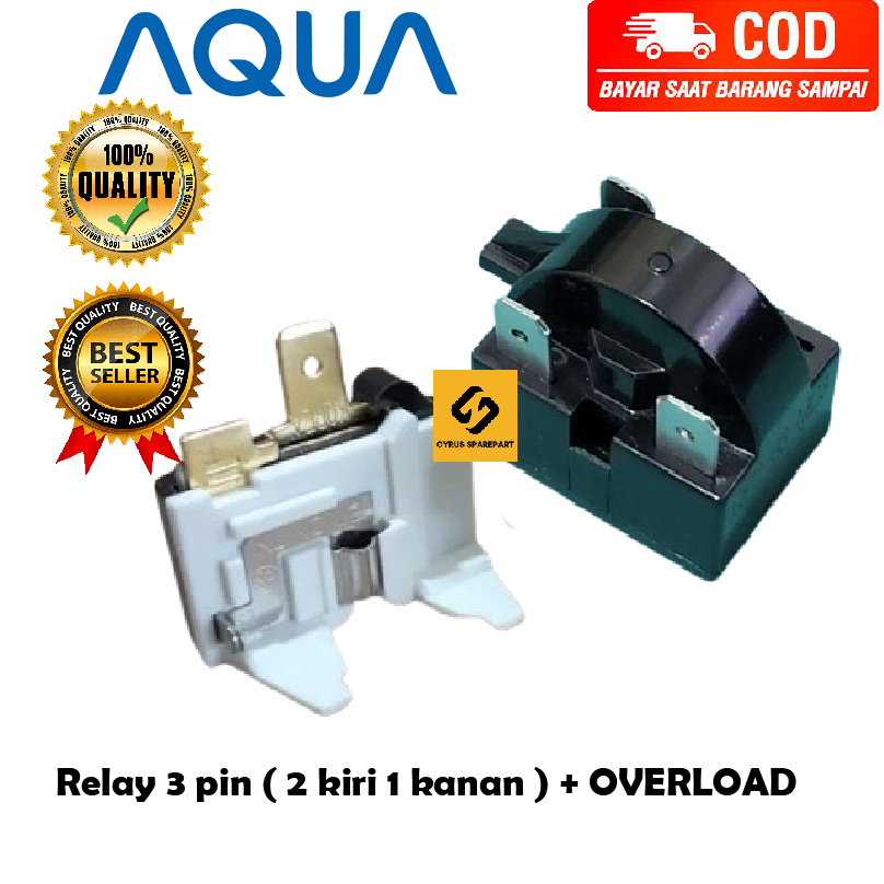 Jual Relay 3 Pin + Ptc Overload Kulkas AQUA 1 pintu / 2 pintu | Shopee ...