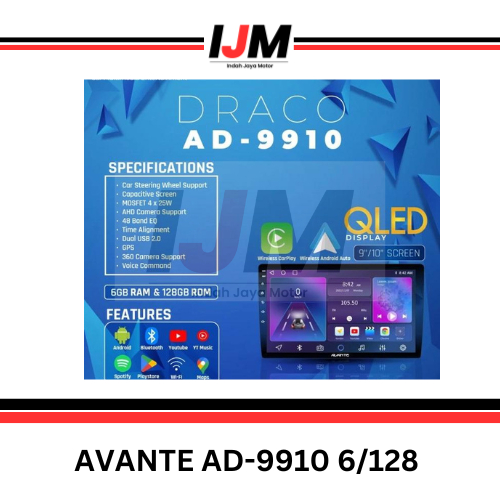 Jual Head Unit Android Avante AD-9910 Draco 9 inch /10 inch RAM 6GB ...