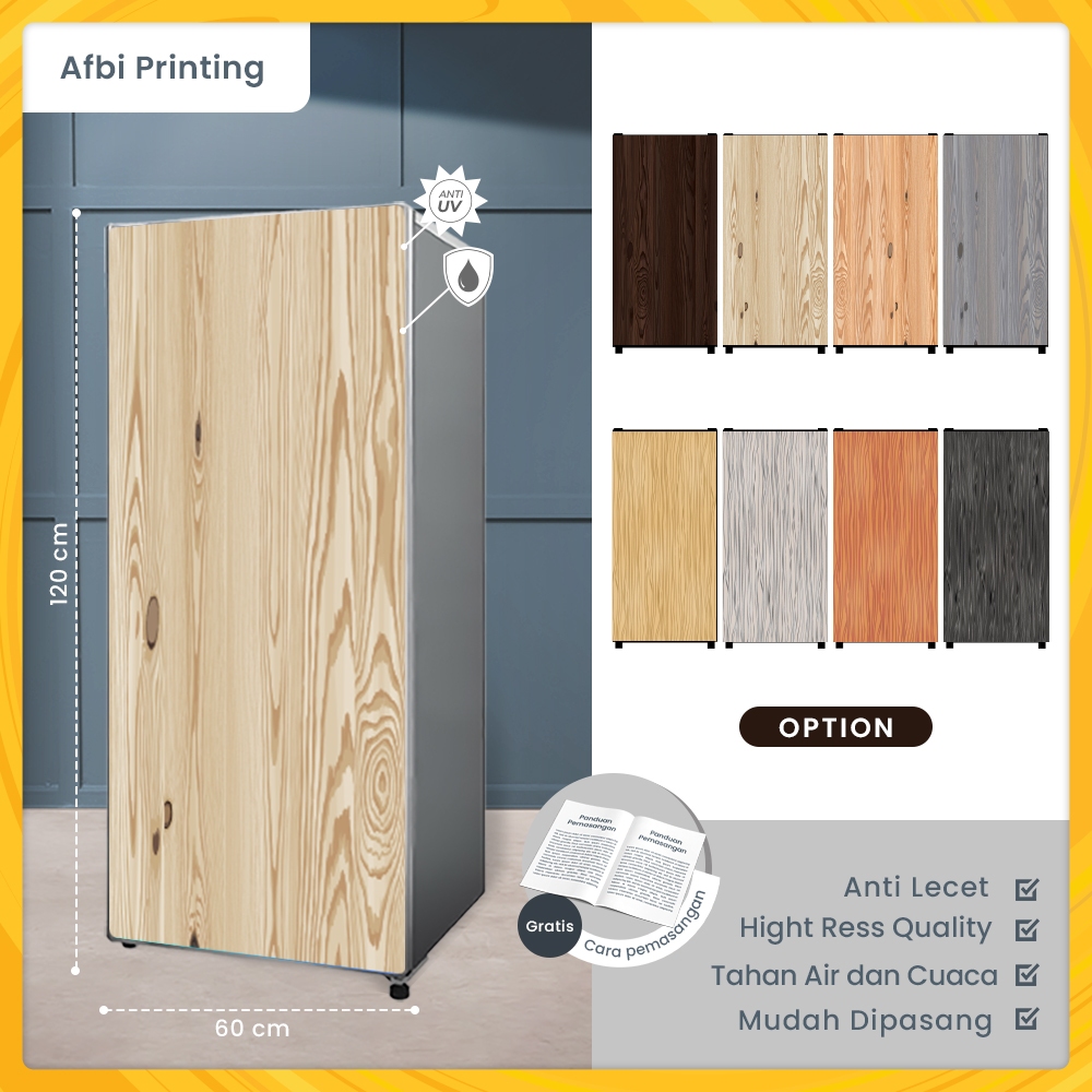 Jual Stiker Kulkas 1 Pintu / Sticker Mesin Pendingin 2 pintu Motif wood ...