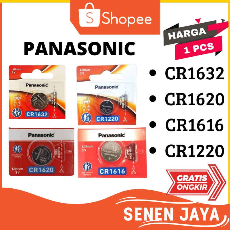 Jual Baterai Panasonic CR1632 CR1620 CR1616 CR1220 PANASONIC Harga 1 Pcs Batre Kancing 3V ...