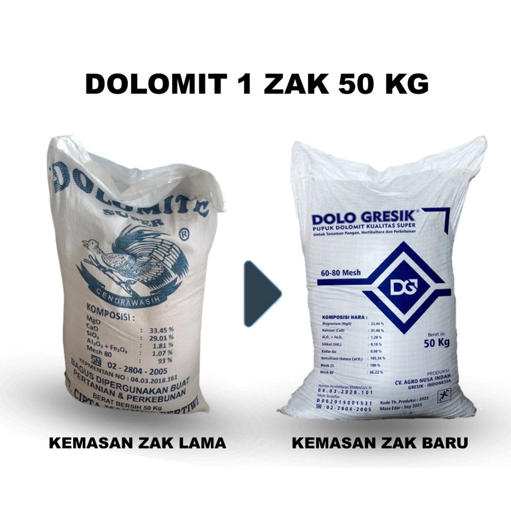 Jual Pupuk Kapur Pertanian Dolomit Dolomite 1 Zak 50kg 50 kg Kaptan Murah | Shopee Indonesia