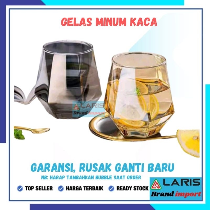 Jual One Two Cups Cup Gelas Minum kaca Diamond aesthetic Glass 310 ml ...