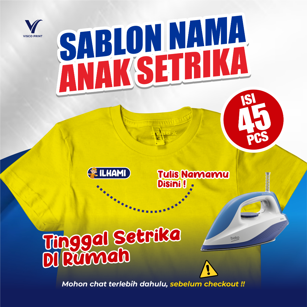Jual Sablon Sticker Label Nama Setrika Custom Nama Isi 45 Pcs | Shopee ...