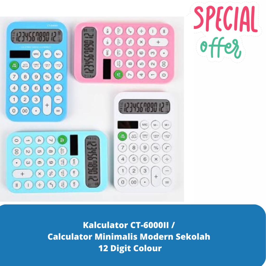 Jual Kalkulator CT-6000II / Calculator Minimalis Modern Sekolah 12 ...