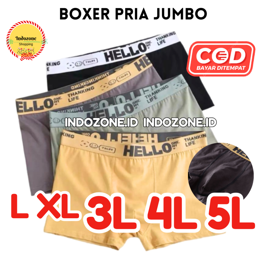 Jual BOXER DALAMAN JUMBO Dewasa Pria BESAR ukuran XXL 4L 5L muat BB 120 kg HELLO | Shopee Indonesia