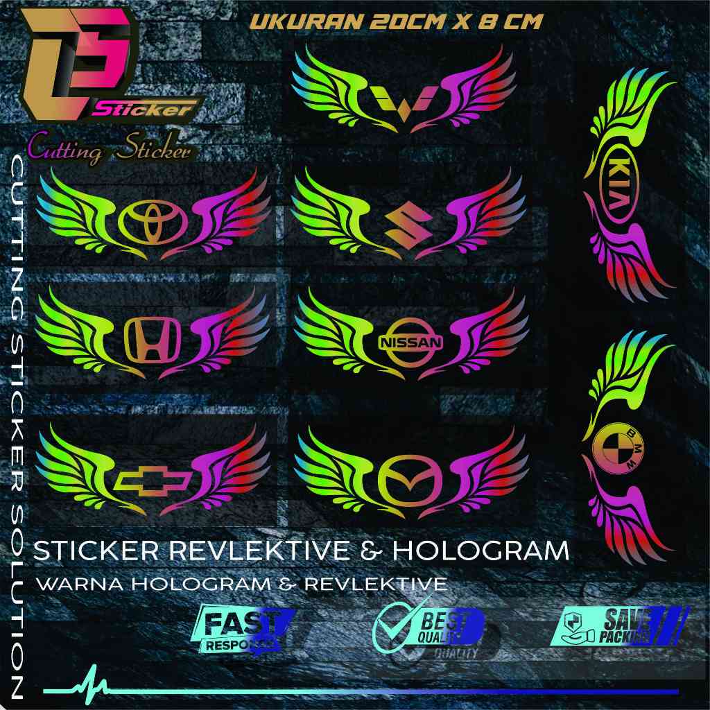Jual Sticker Laser Mobil Motif Sayap Reflektif Hologram 3D Stiker ...