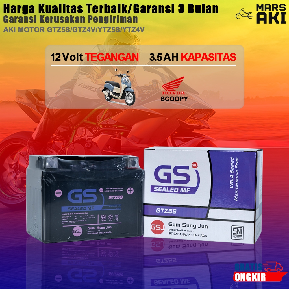 Jual Aki Motor Honda Beat Scoopy Vario110 Aki Kering Accu Kering MF GTZ5S | Shopee Indonesia