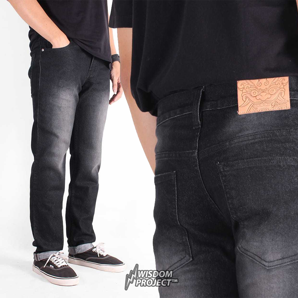 Jual INVADE - Celana Jeans Hitam Selvedge Pria Slim Fit Stretch ...