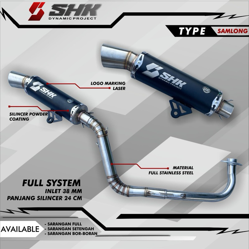 Jual Knalpot samlong original SHK inlet 38 untuk motor vario, pcx ...