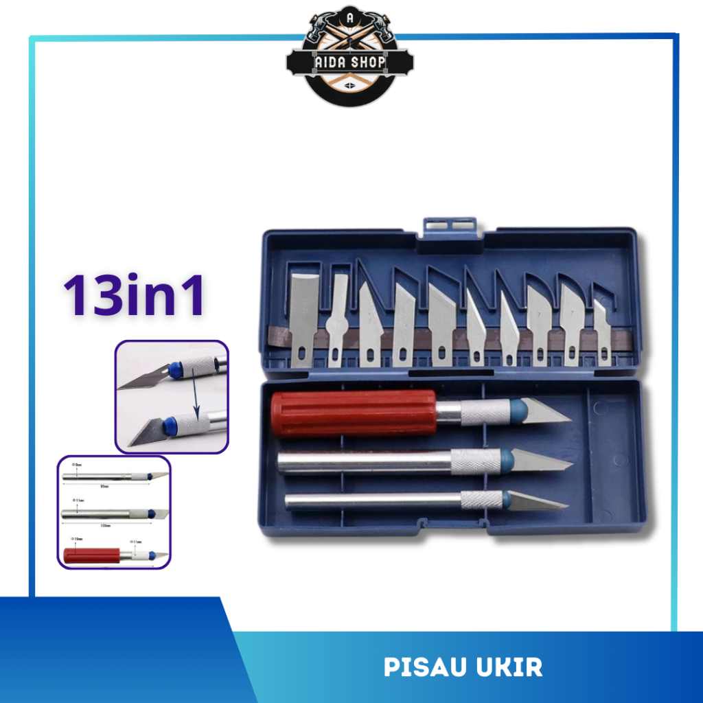 Jual Pisau Cutter 13 in1 SET 3 Handle Pisau Ukir Seni 13 Pcs Set Pisau ...