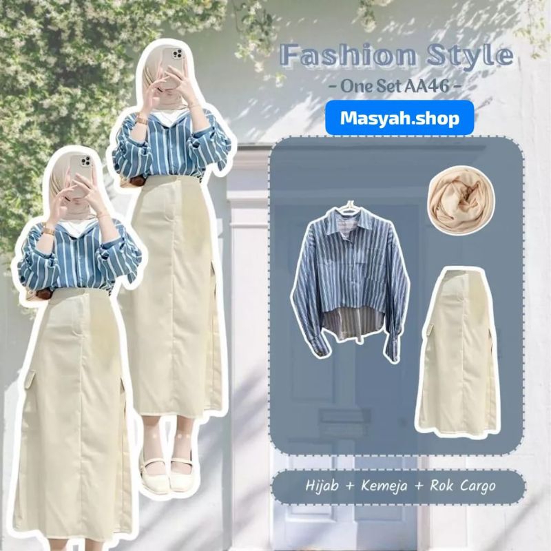 Jual 3in1 one set cargo one set terbaru ootd Korean outfit perempuan ...