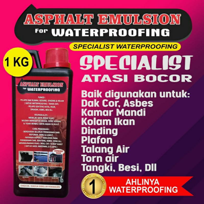 Jual 1 Kg Aspal Cair emulsion / Aspal pelapis anti bocor pada bangunan ...