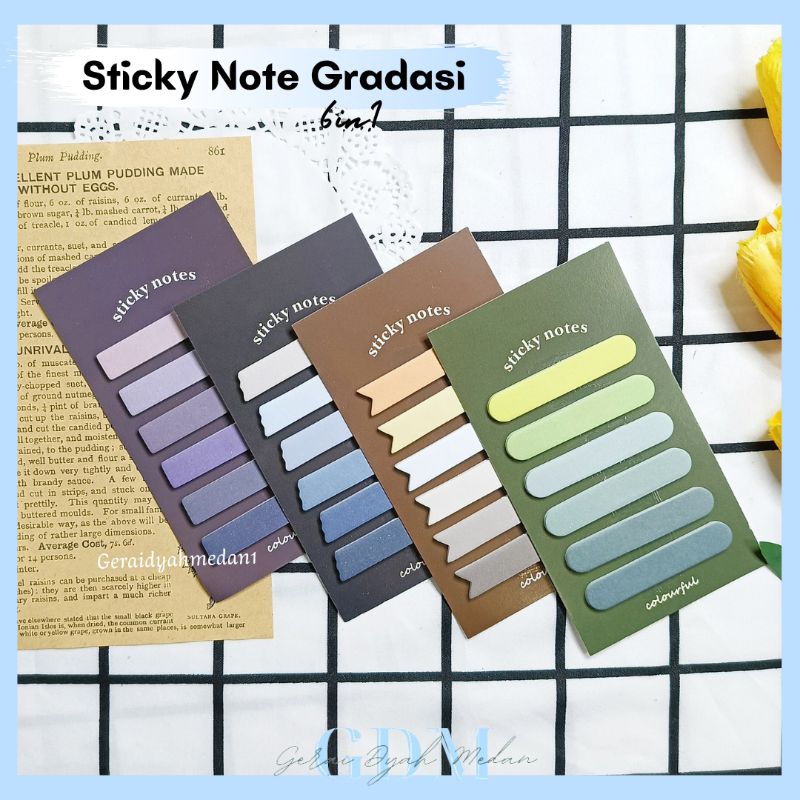 Jual Sticky Note Gradasi 6in1 Isi 120 Lembar Kertas Notes | Shopee ...
