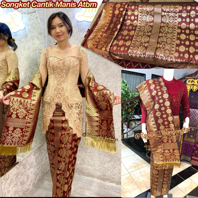 Jual SONGKET ATBM CANTIK MANIS /Merah & Maroon / songket Tenun Mesin ...