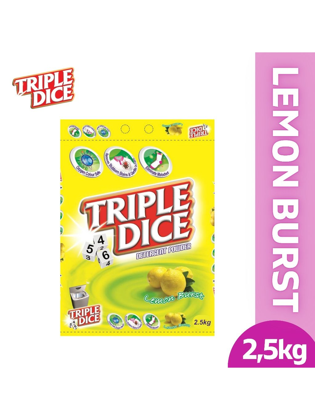 Jual TRIPLE DICE Detergent Powder Lemon Burst 2.5kg | Shopee Indonesia