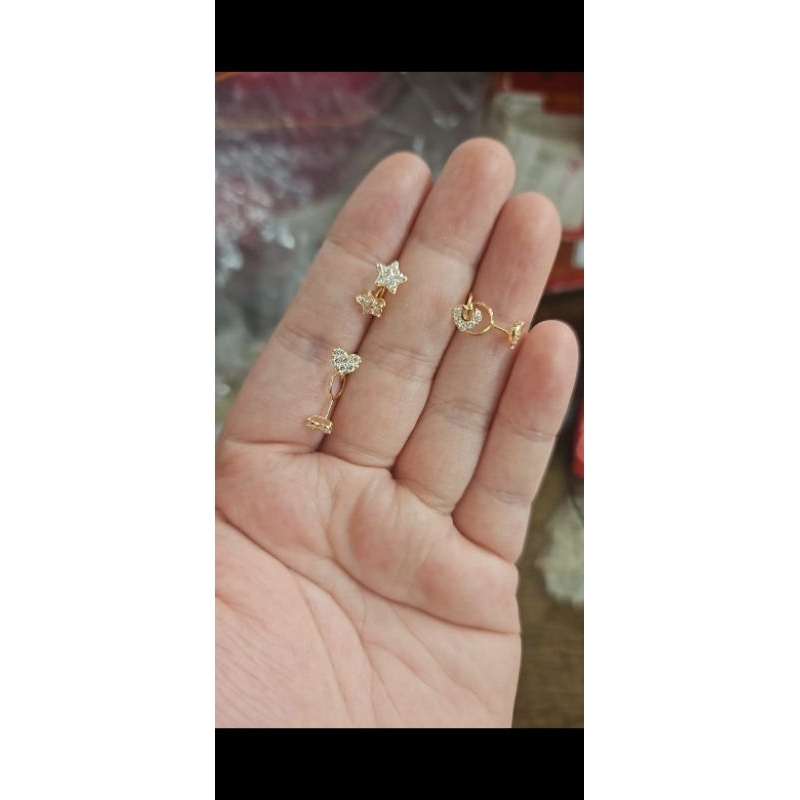 Jual anting toge end loop tauge desi solitaire emas asli 16K 700 70% ...